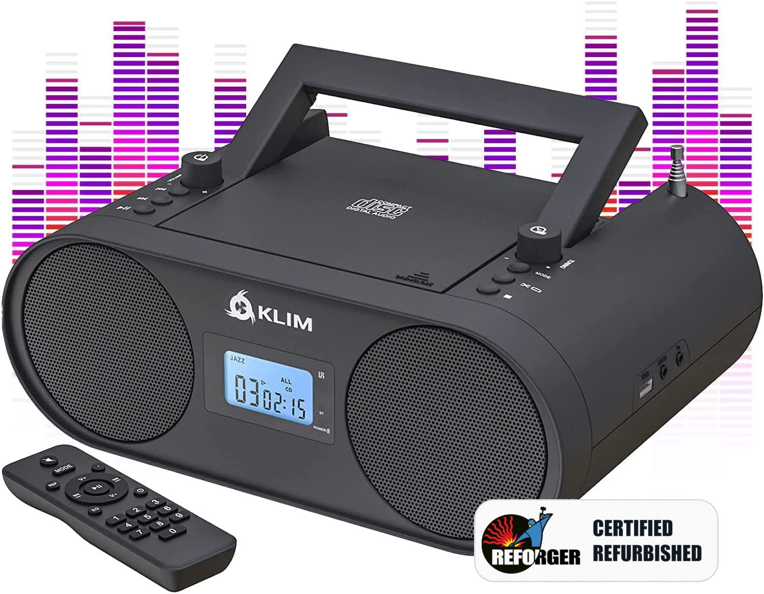 KLIM Boombox B4, Portable CD Player, AM/FM Radio, MP3, Bluetooth, AUX ...
