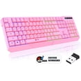 Restored KLIM Chroma Wireless Gaming Keyboard with RGB Backlight, Pink ...