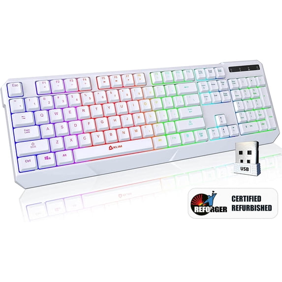 Restored KLIM Chroma Wireless Gaming Keyboard RGB Backlit, Rechargeable ...