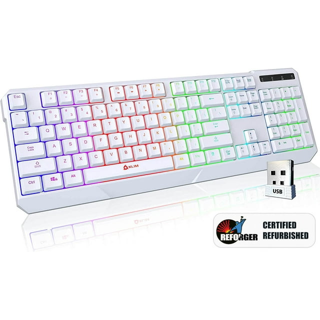 Restored KLIM Chroma Wireless Gaming Keyboard RGB Backlit, Rechargeable ...