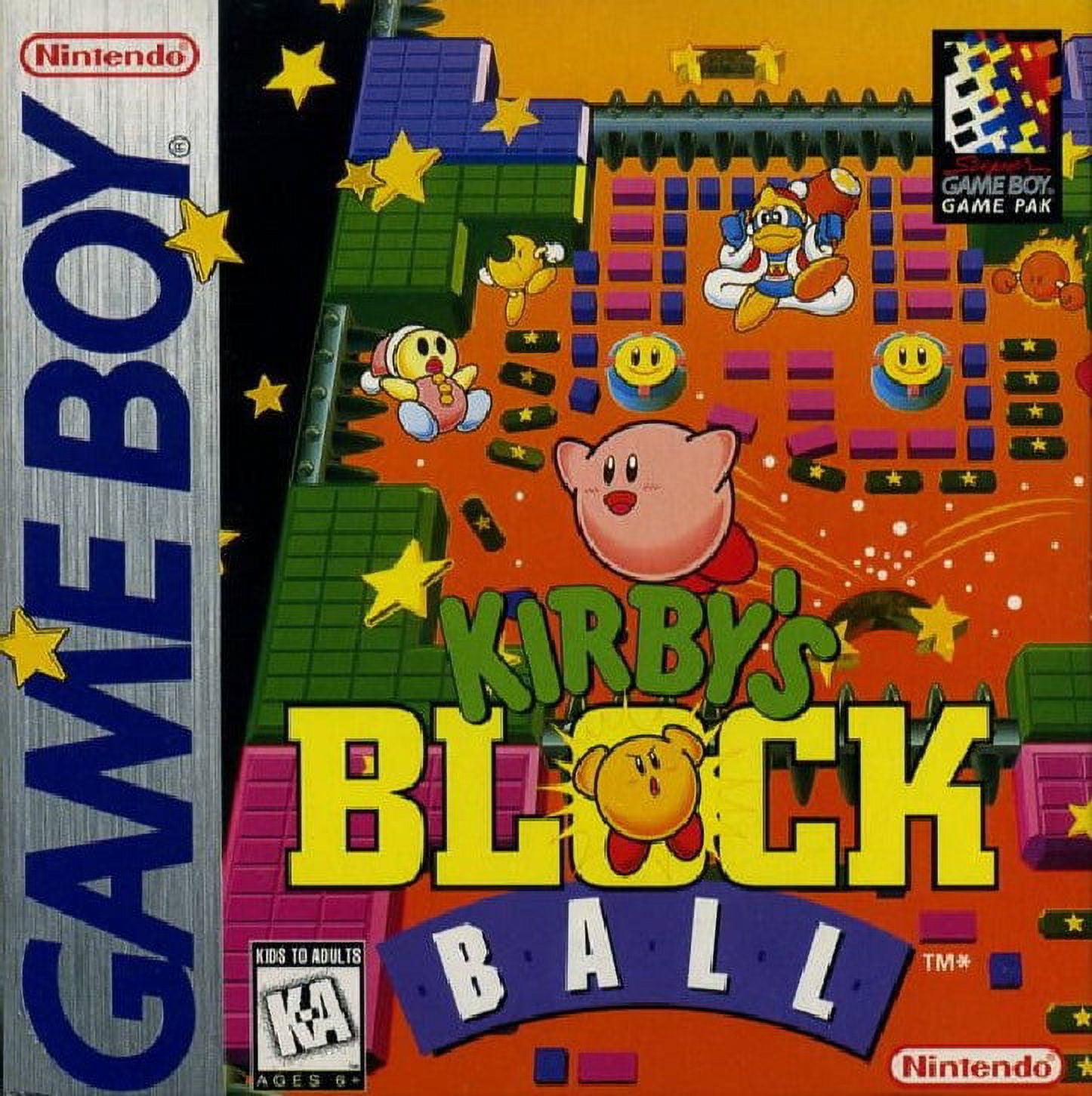 Restored Kirby's Block Ball (Nintendo GameBoy Original, 1995) Breakout ...