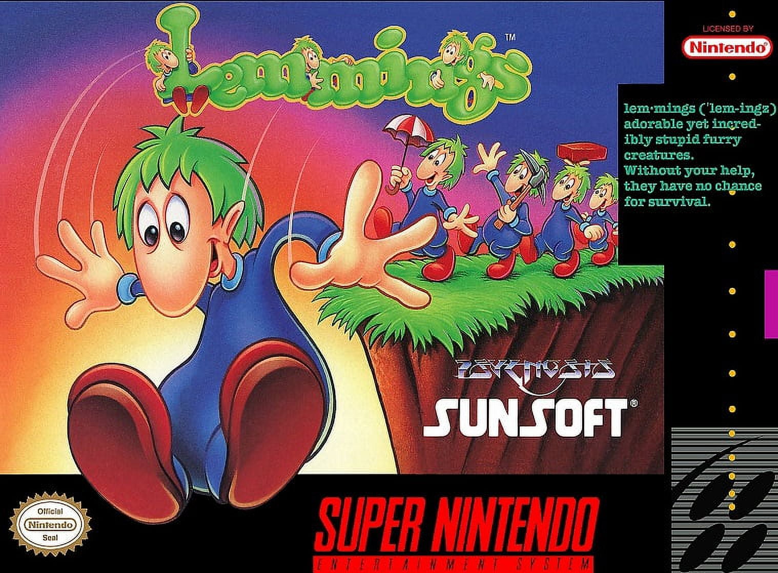 Restored Lemmings (Super Nintendo, 1992) SNES Puzzle Game (Refurbished ...