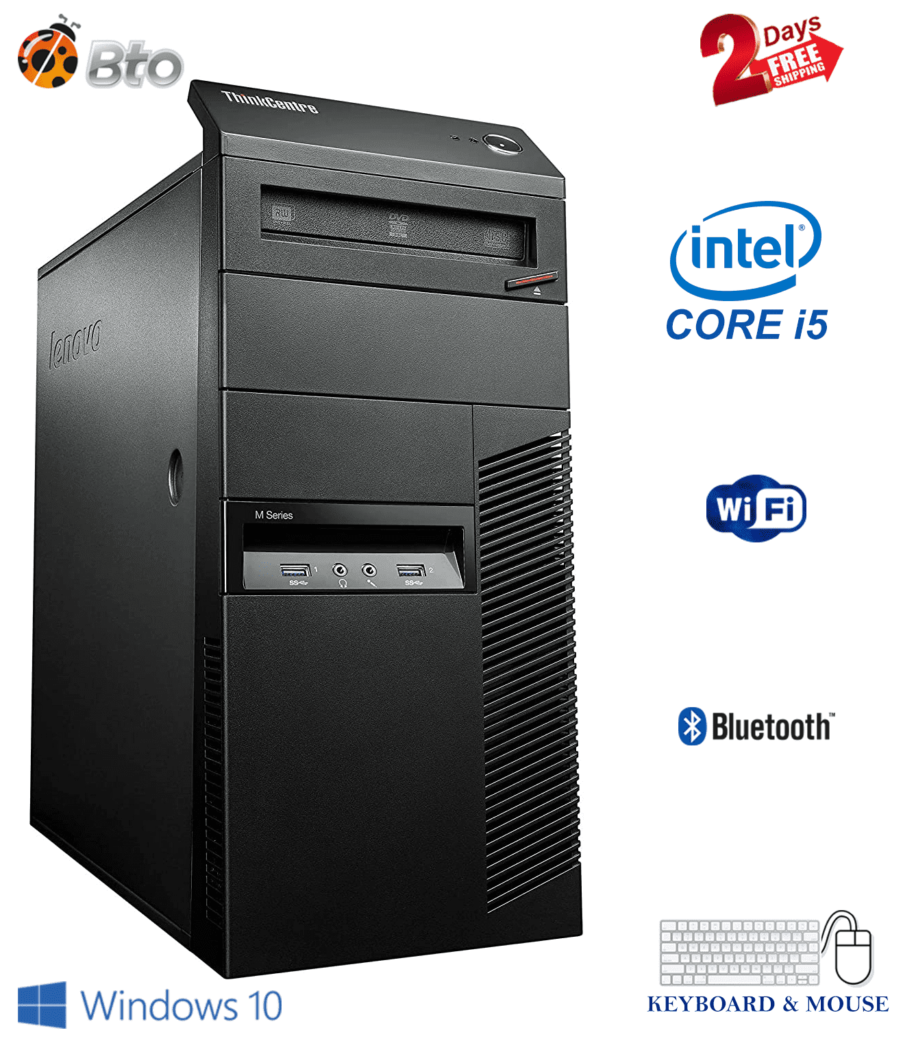 Restored Lenovo Desktop Computer MT Core i5 CPU 16GB Ram, 1TB SSD, 2TB ...