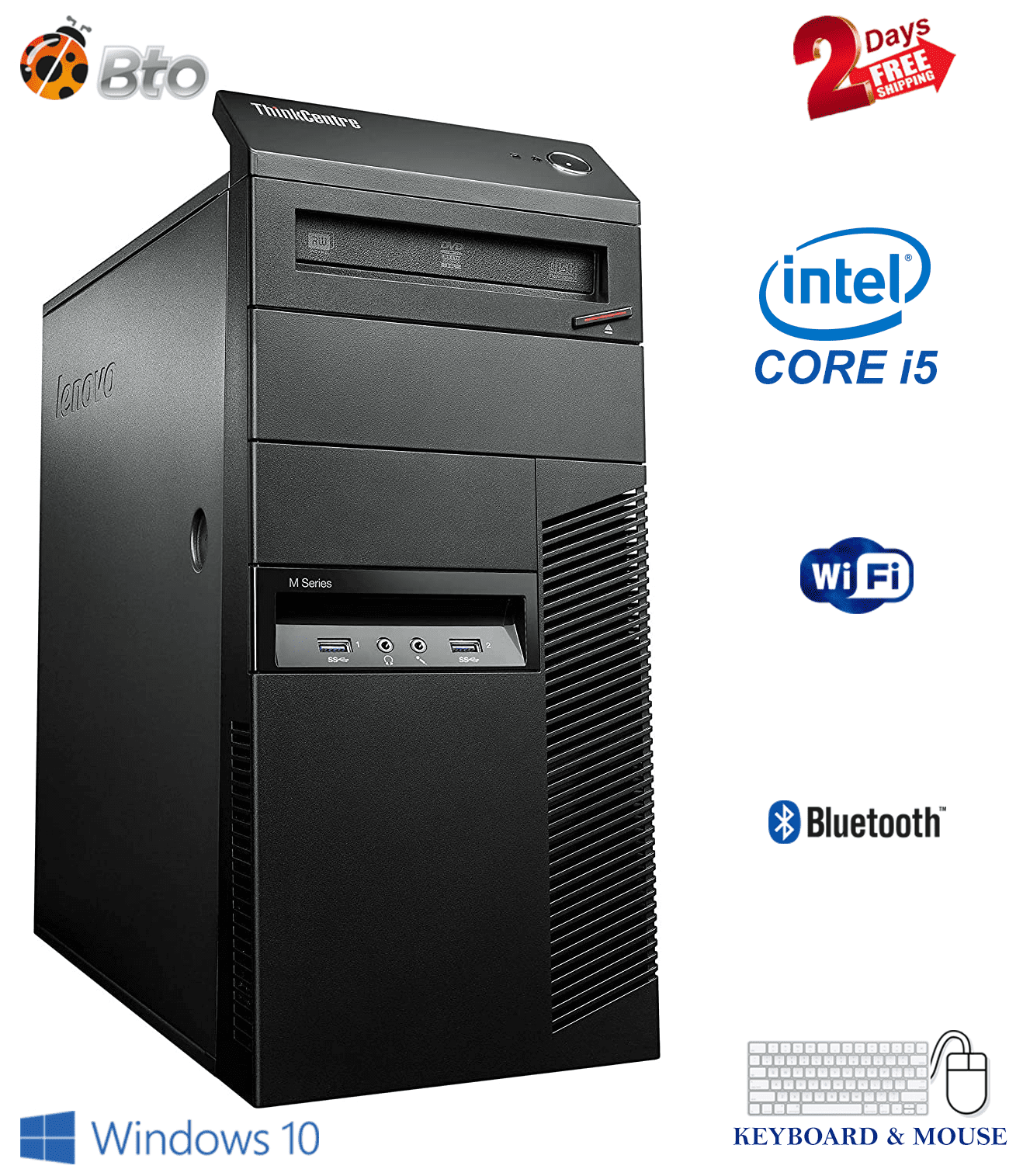 Restored Lenovo Desktop Computer MT Core i5 CPU 16GB Ram, 480GB SSD ...