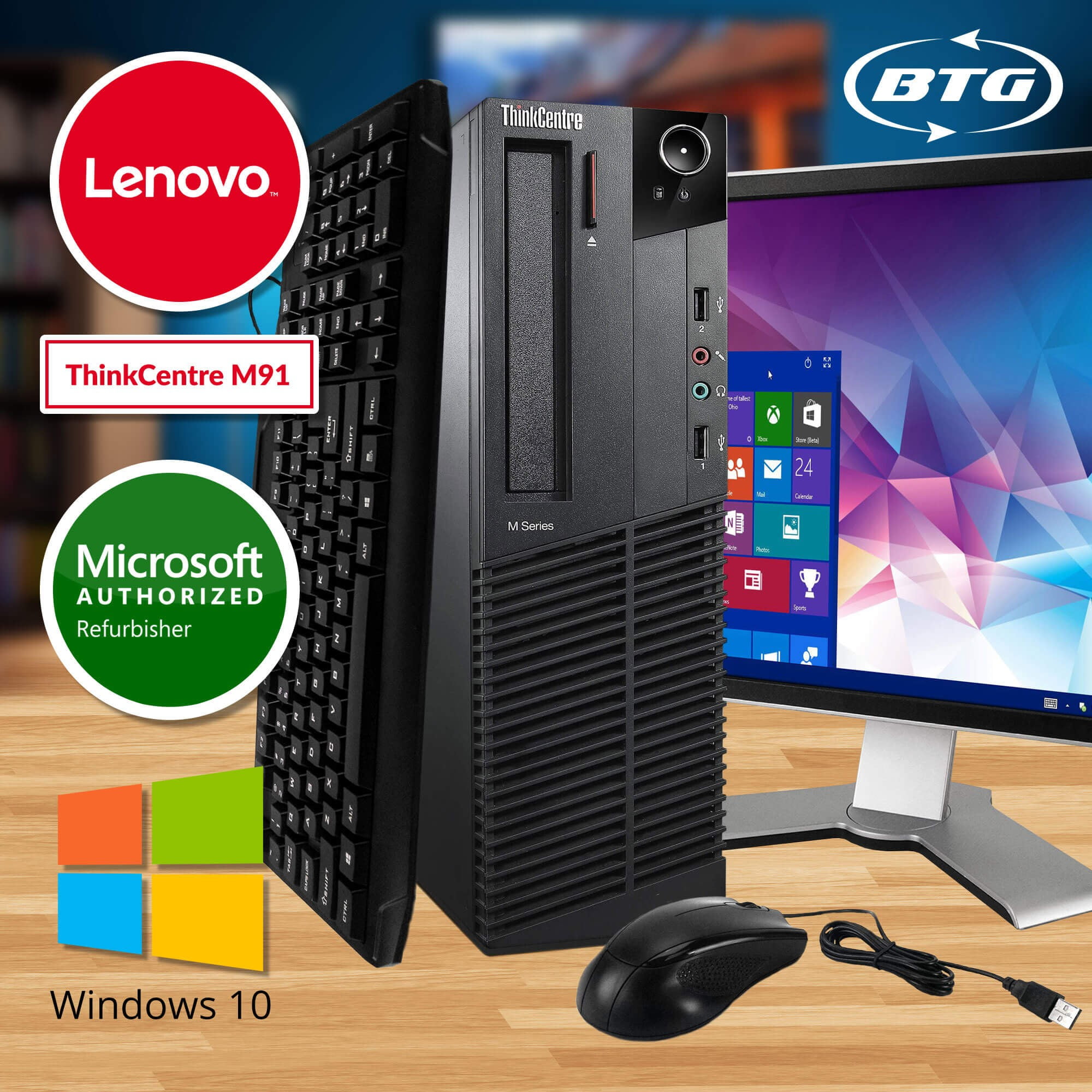Restored Lenovo ThinkCentre M91 Desktop Computer Intel Quad-Core i5 (3 ...
