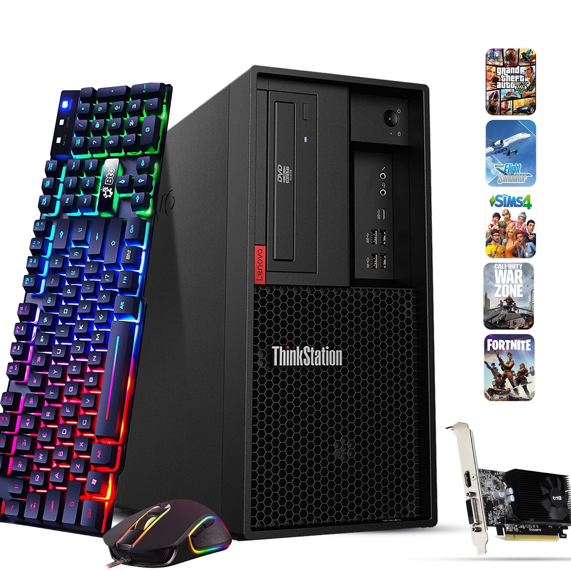 Restored Lenovo Tower Desktop Gaming PC Intel Hexa Core i5-8500 16GB DDR4 Ram,1TB SSD, BTO RGB ...