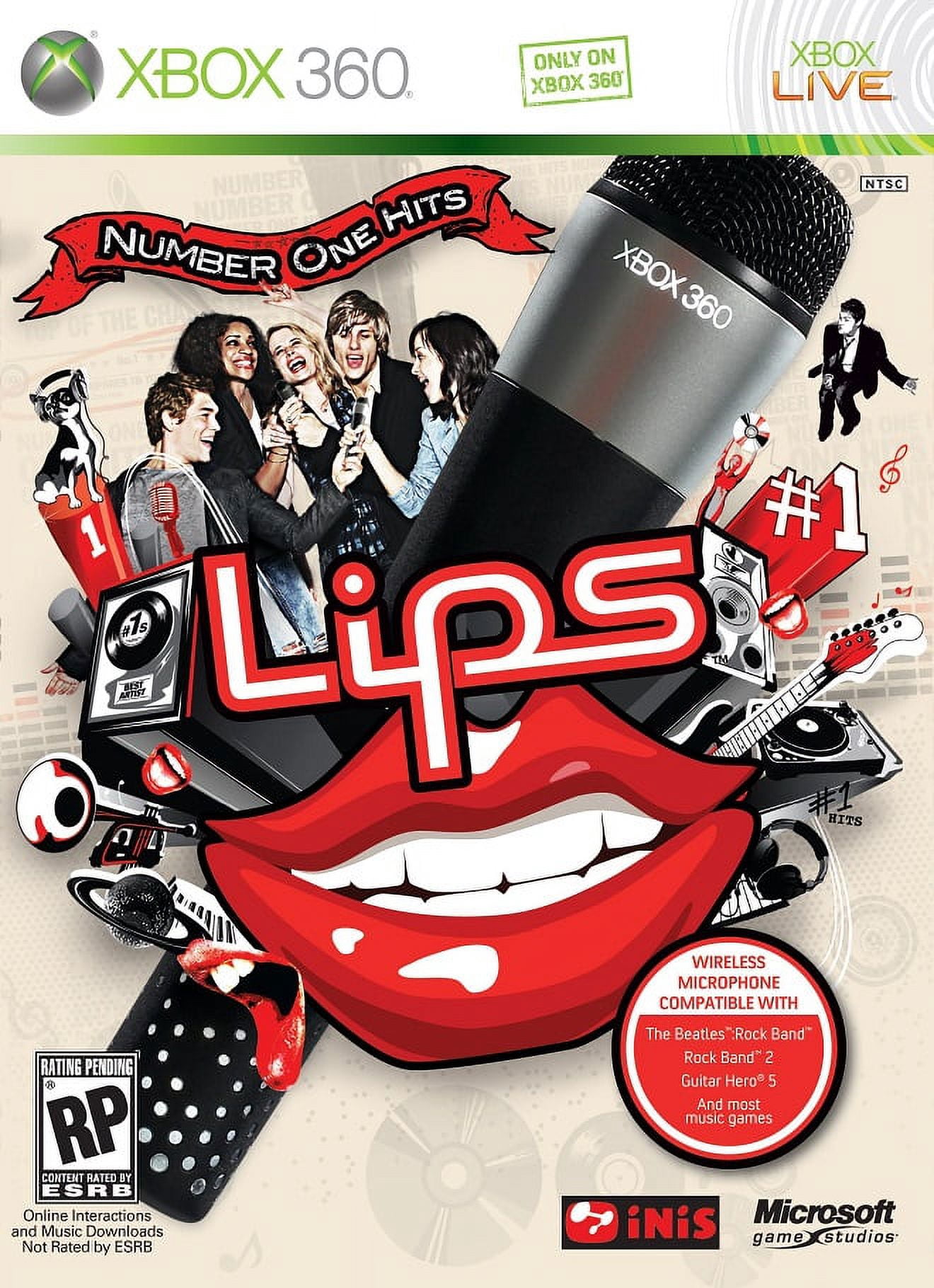 Restored Lips Number One Hits Bundle (Xbox 360, 2009) Rhythm Game ...