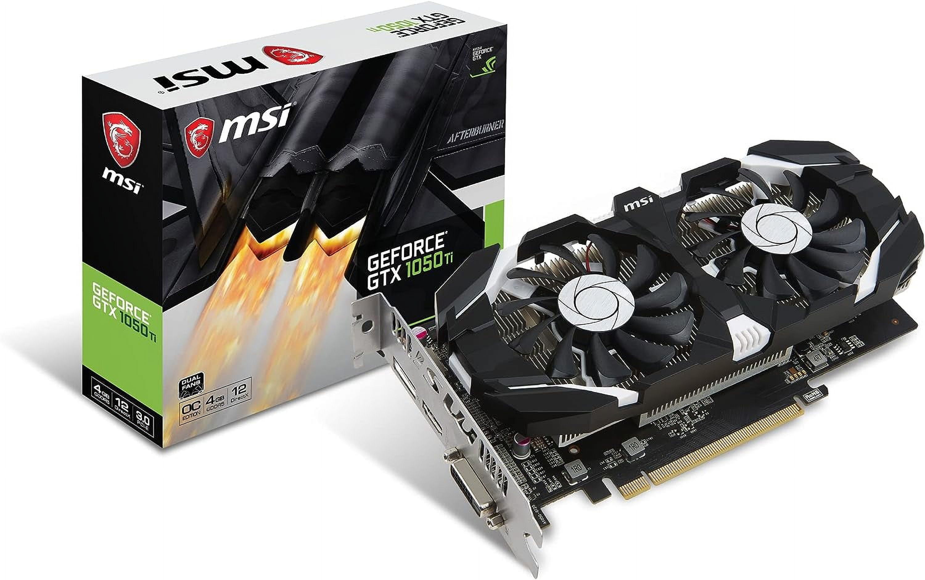 MSI GTX 1050 Ti 4GT OC Video Card, 4GB GDDR5 Memory, NVIDIA Chipset ...