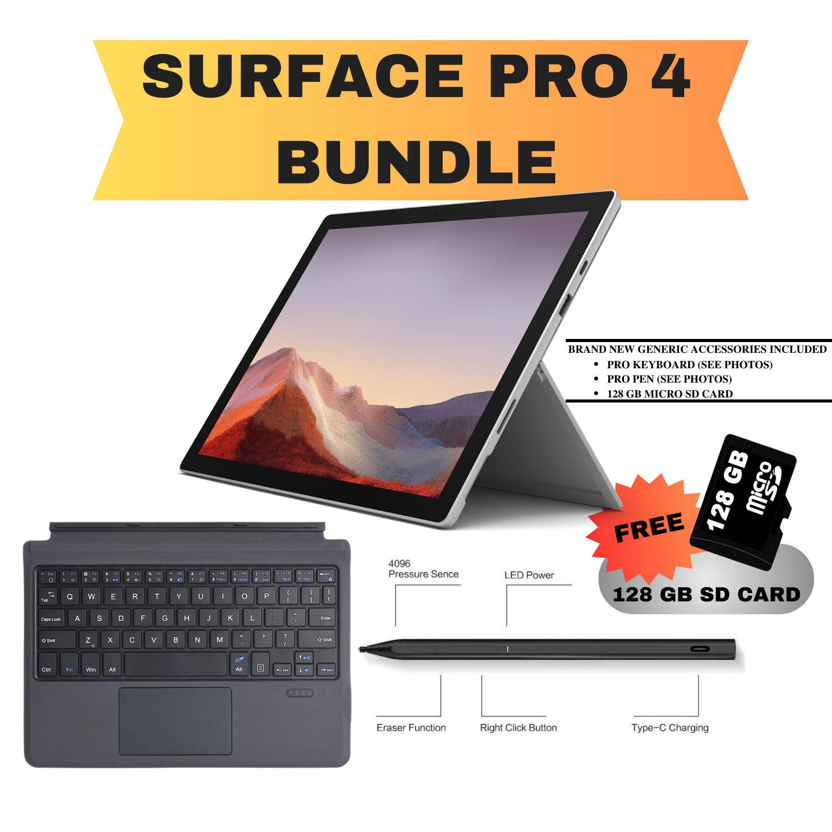 Restored Microsoft Surface Pro 4 256 GB, 8 GB RAM, Intel Core i5 ...