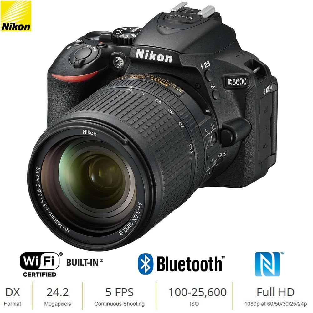 Restored Nikon D5600 24.2 MP DXFormat DSLR Camera w/AFS 18140mm f/3.55 ...
