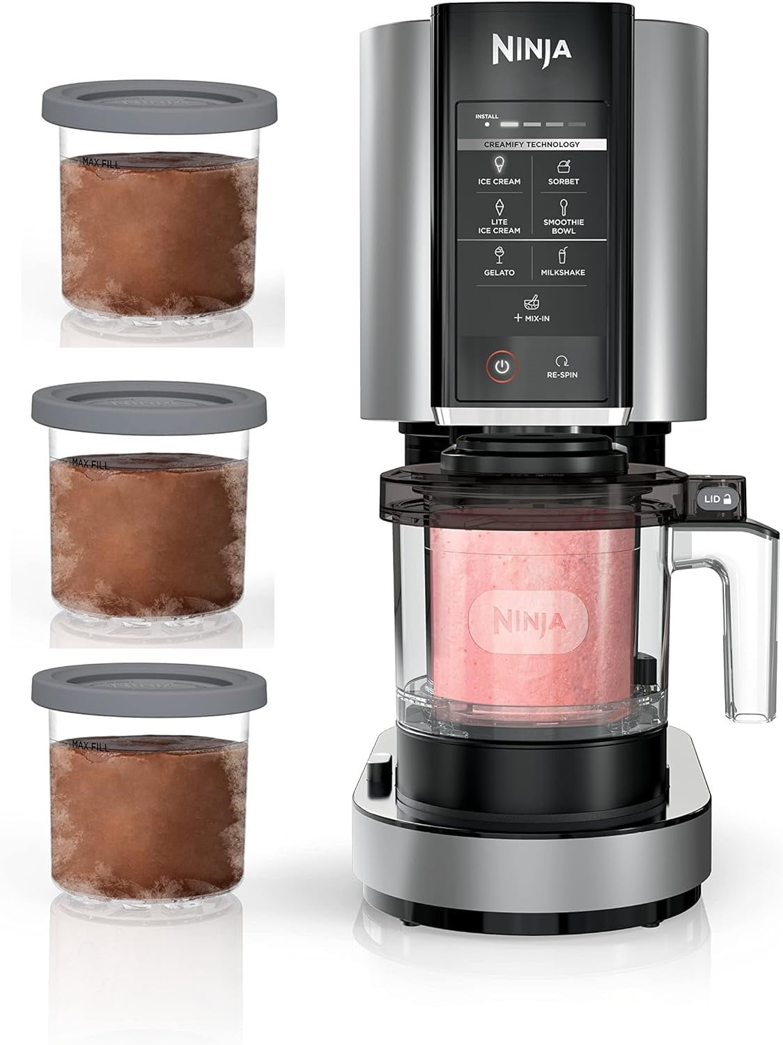 Restored Ninja NC301 CREAMi Ice Cream Maker 7 OneTouch Silver With 3 ...