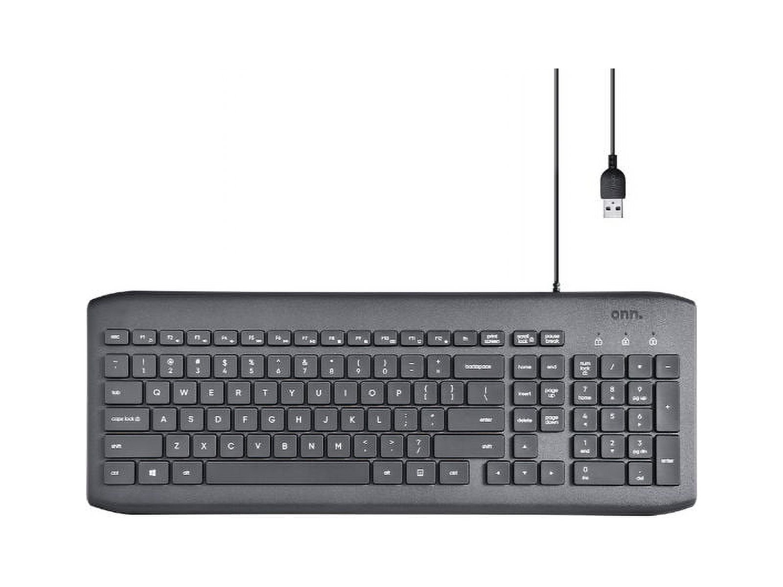 Restored ONN 100009052 USB Computer Keyboard with 104Keys and 5 ft cord ...