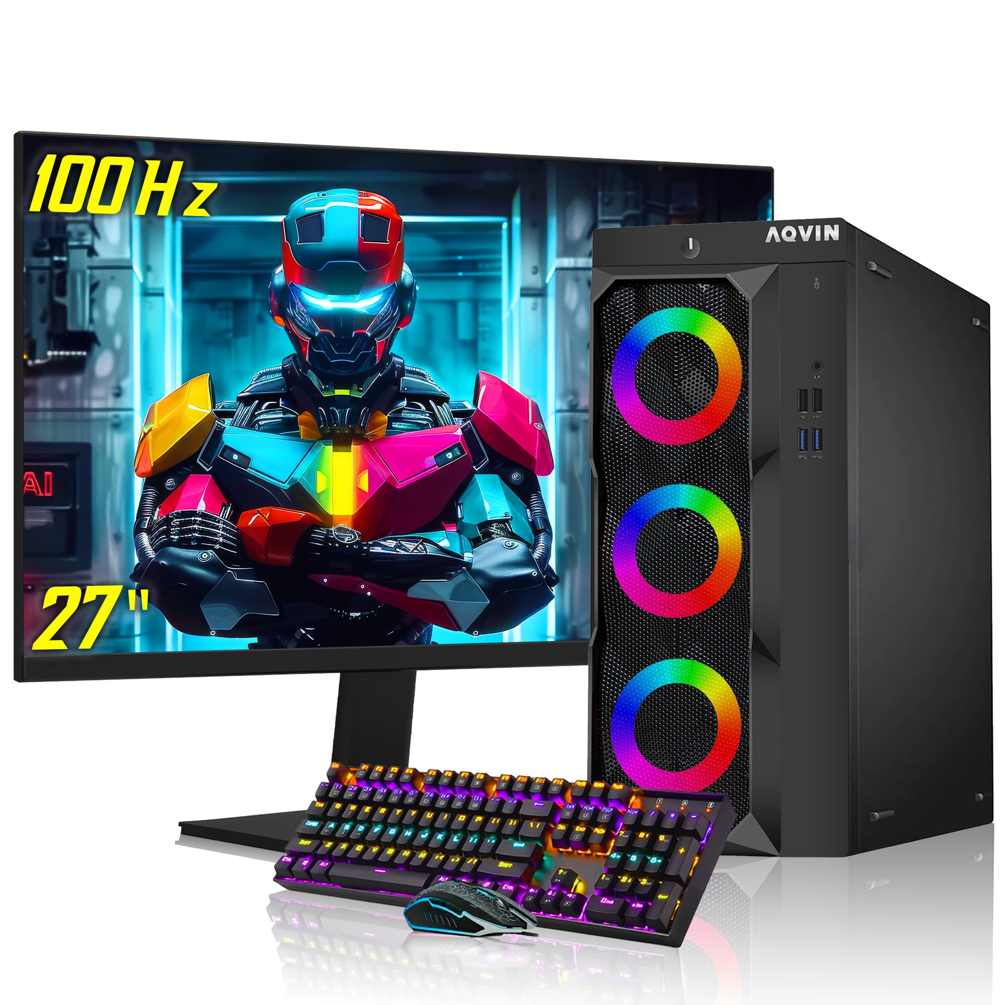 Restored Prebuilt RGB Gaming Desktop PC AQVIN LuminaRings NVIDIA ...