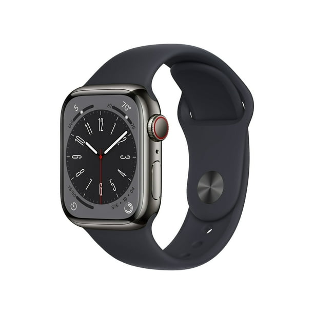 Restored Premium Apple Watch Series 8 (GPS + Cellular, 41mm) Graphite Stainless Steel Case with ...