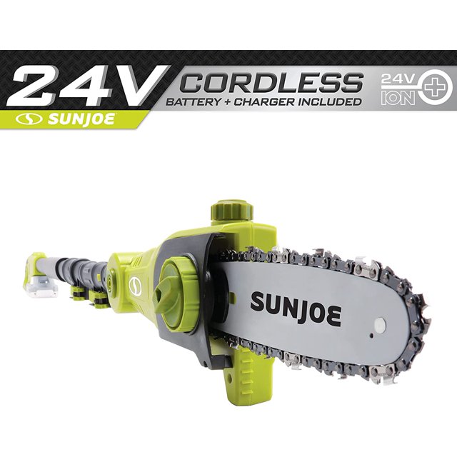 Sun Joe iON+ 8-Inch 24V Cordless Telescoping Pole Chainsaw Multi-Angle ...