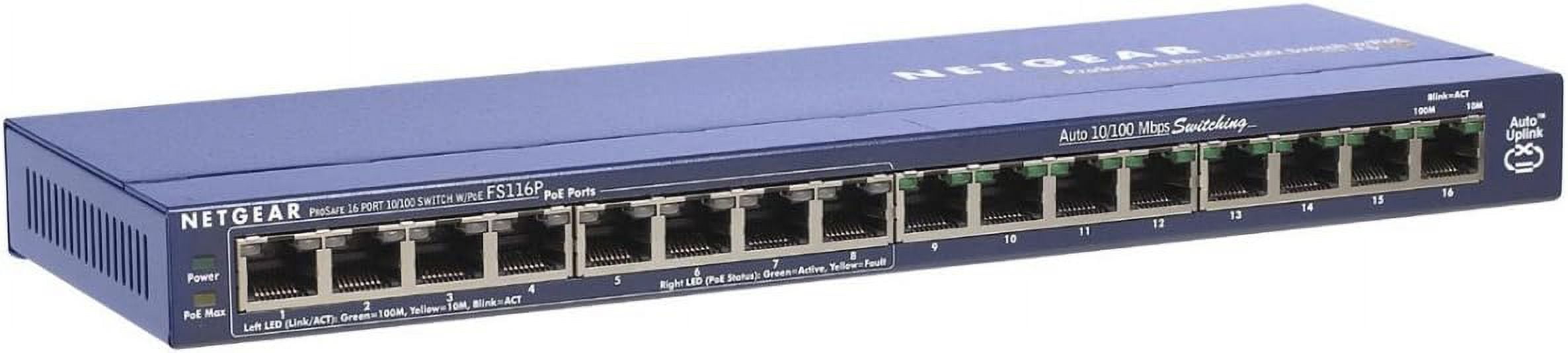 Restored Prosafe 16port 10/100 Desktop Switch With 8port Poe Fs116p ...