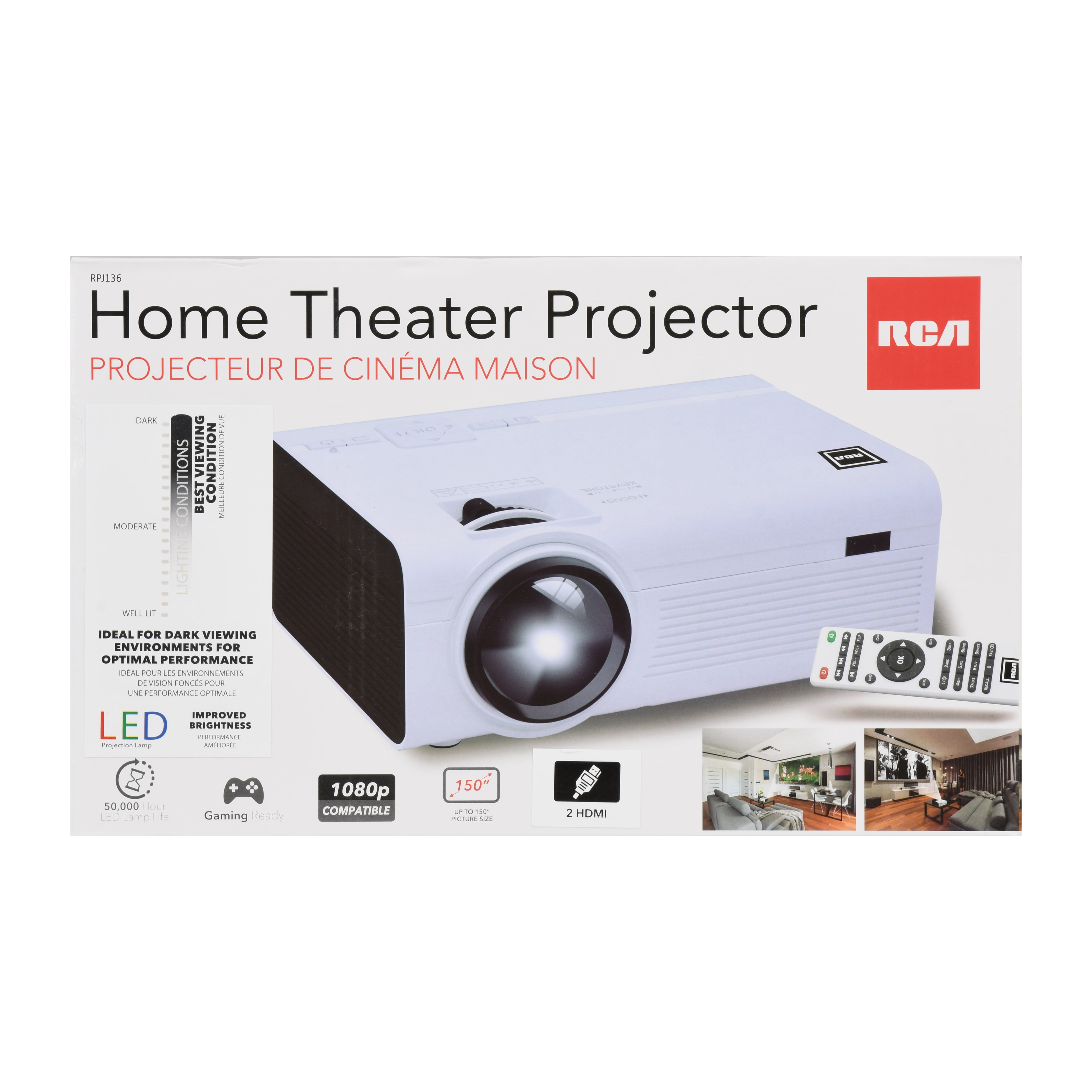 Restored RCA Projector 2000 Lumens 480p, 1080P compatible (No Lens Cap ...