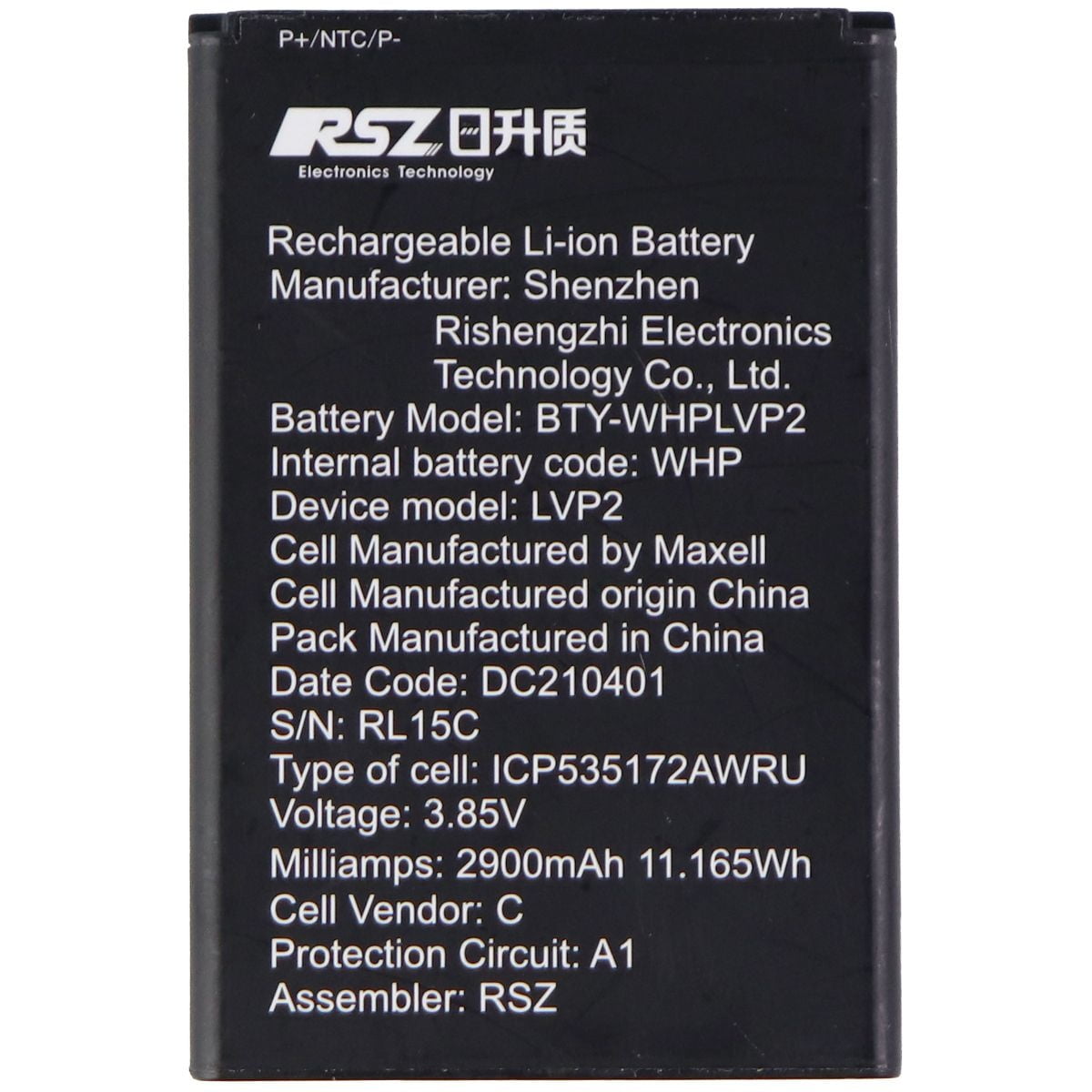 RSZ 3.85V 2900mAh Lithium-Ion Rechargeable Battery Pack for LVP2 ...