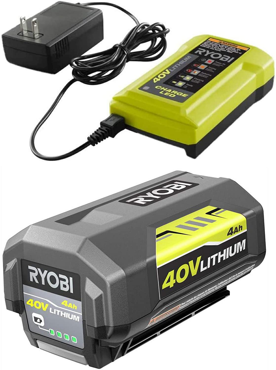 Restored Ryobi 40 Volt 4.0 Ah Lithium-Ion Battery OP4040 and Slim ...