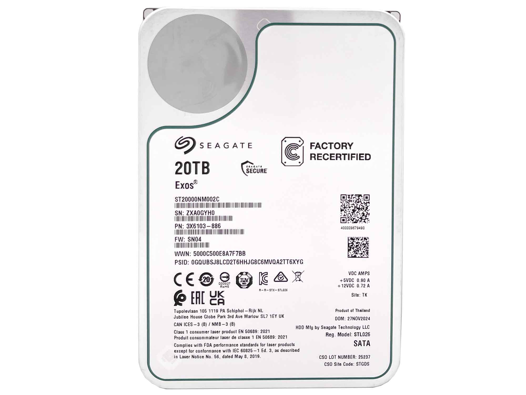 Restored Seagate Exos ST20000NM002C 20TB 7200RPM SATA 6Gb/s 256MB Cache ...