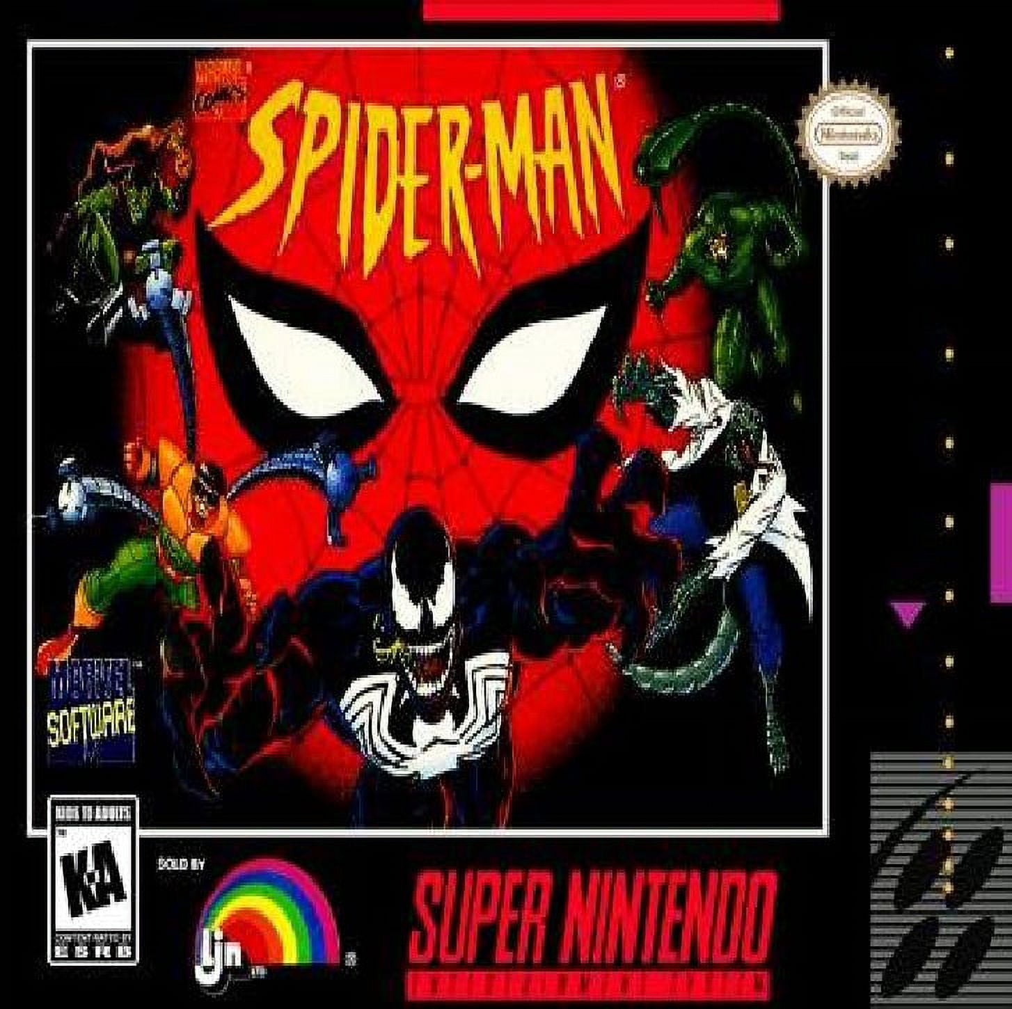 Restored Spider-Man (Super Nintendo, 1994) SNES Marvel Super Hero Game ...