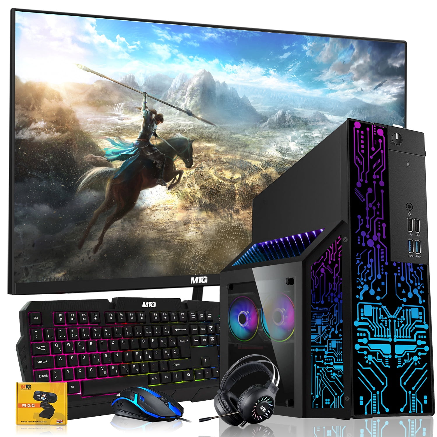 Restored TechMagnet Nova Gaming Desktop PC Bundle Core i7 32GB RAM 1TB SSD 27 inch Monitor RTX ...