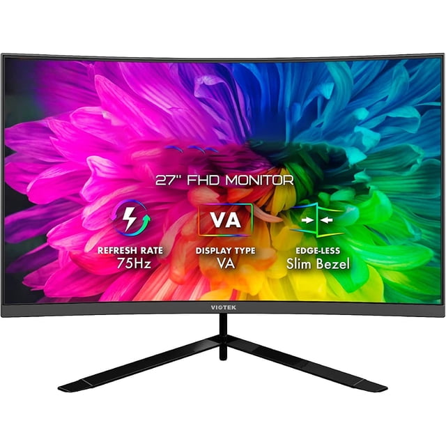 Restored Viotek 27 Inch Curved 75Hz Monitor for School & Office 1080p ...