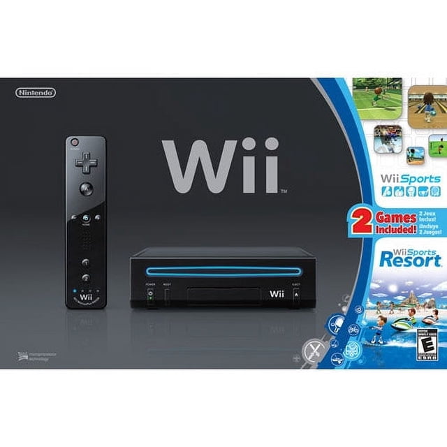 Restored WII Nintendo Console Black w/Wii Sports and Wii Sports Resort ...