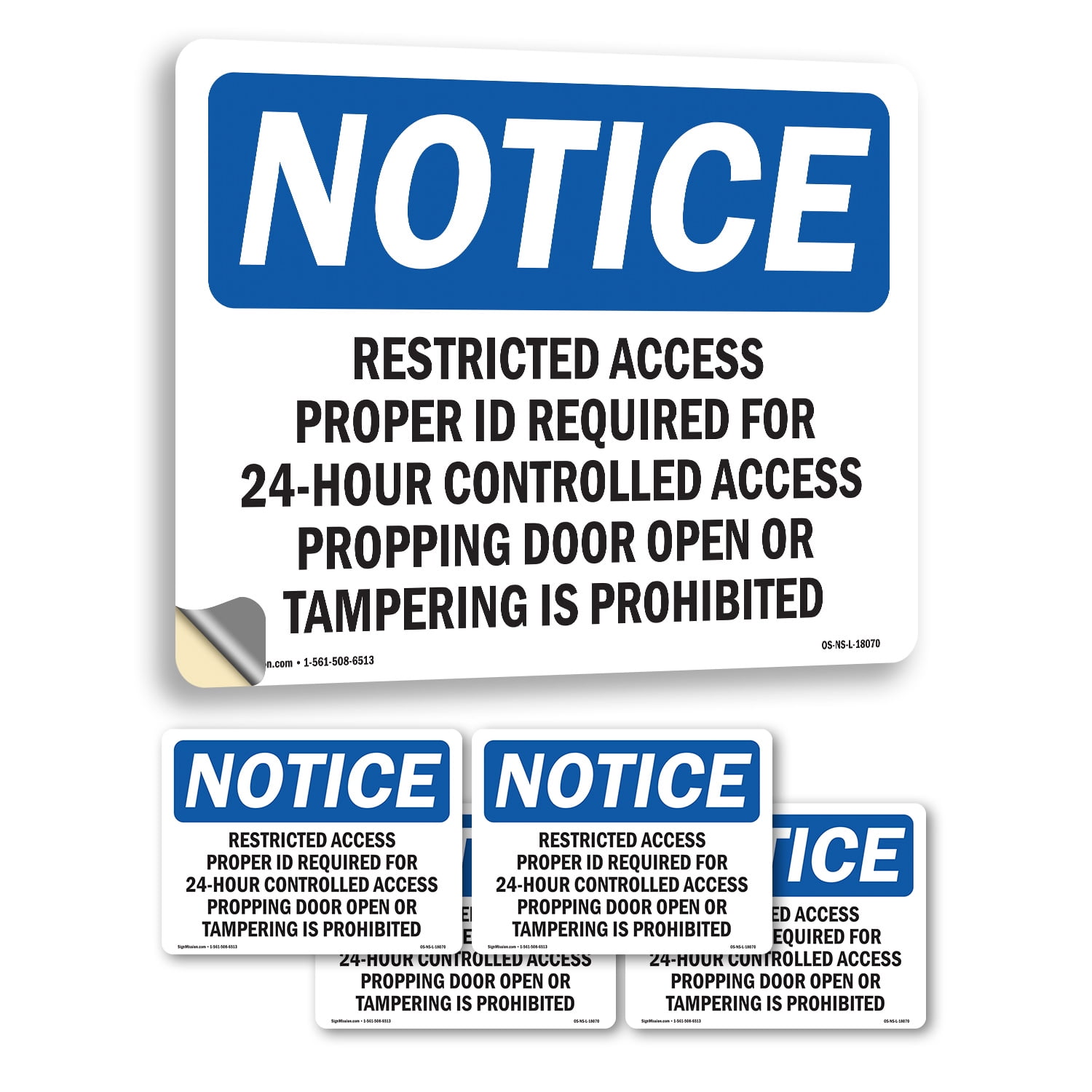 Restricted Access Proper Id Required For OSHA Notice Vinyl Decal Label ...