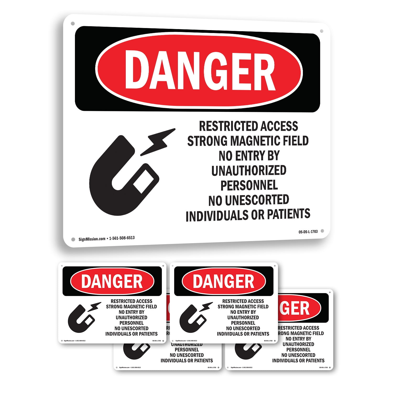 Restricted Access Strong Magnetic Field OSHA Danger Aluminum Sign 18 ...