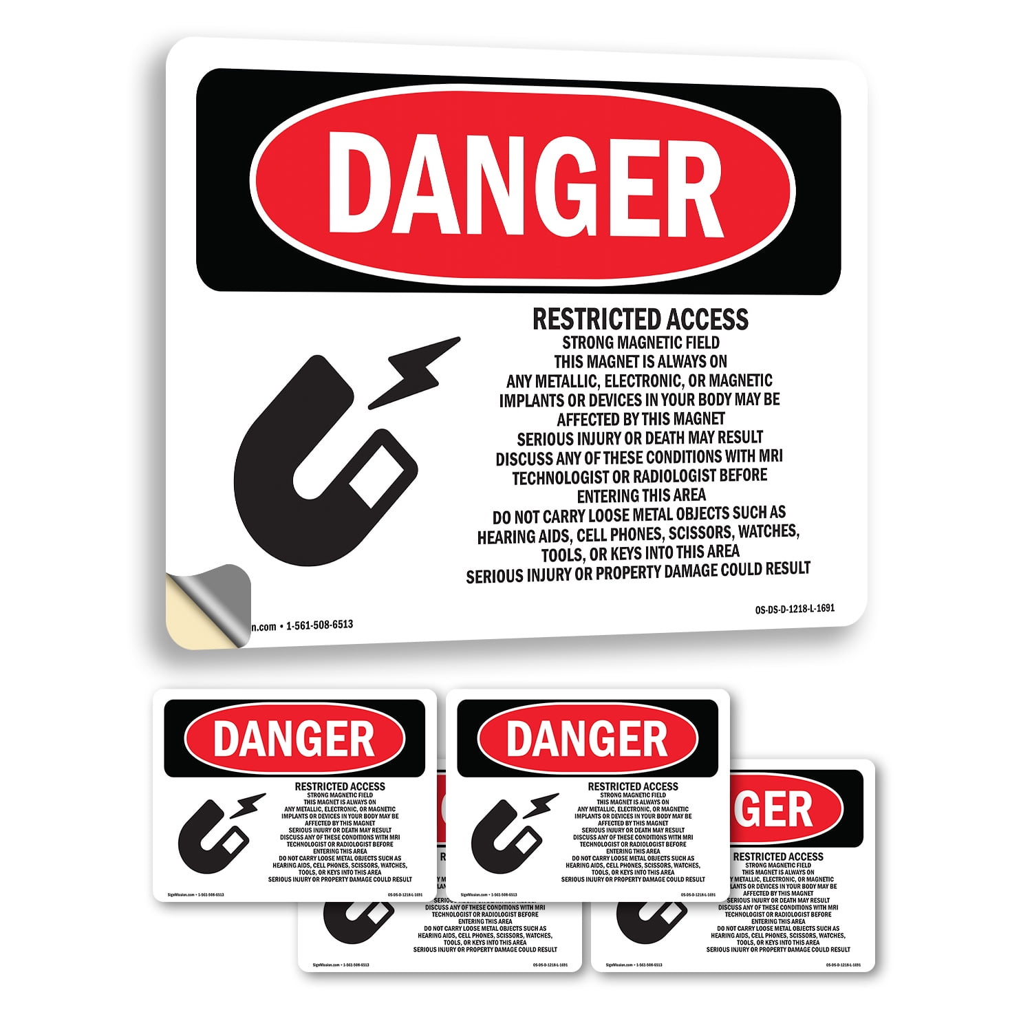 Restricted Access Strong Magnetic Field OSHA Danger Vinyl Decal Label ...