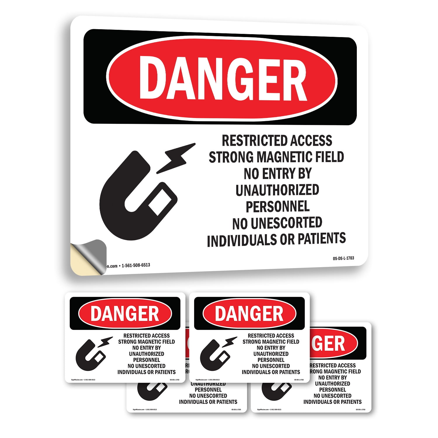 Restricted Access Strong Magnetic Field OSHA Danger Vinyl Decal Label ...