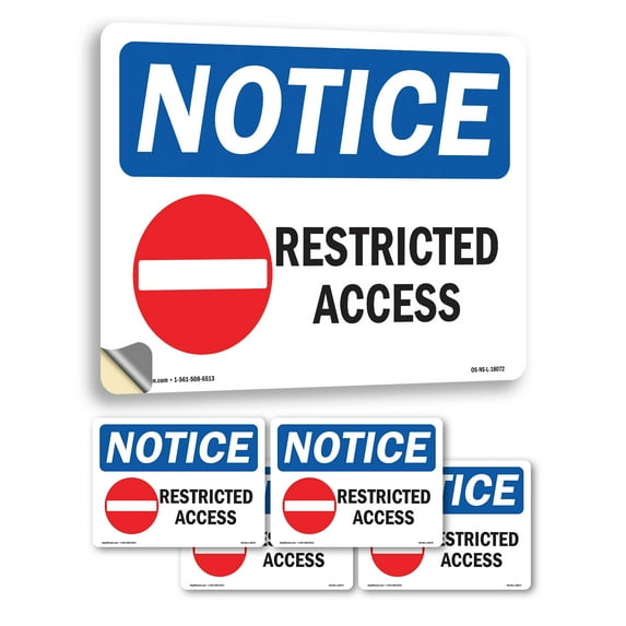 Restricted Access With Symbol OSHA Notice Vinyl Decal Label 24 Inch x ...