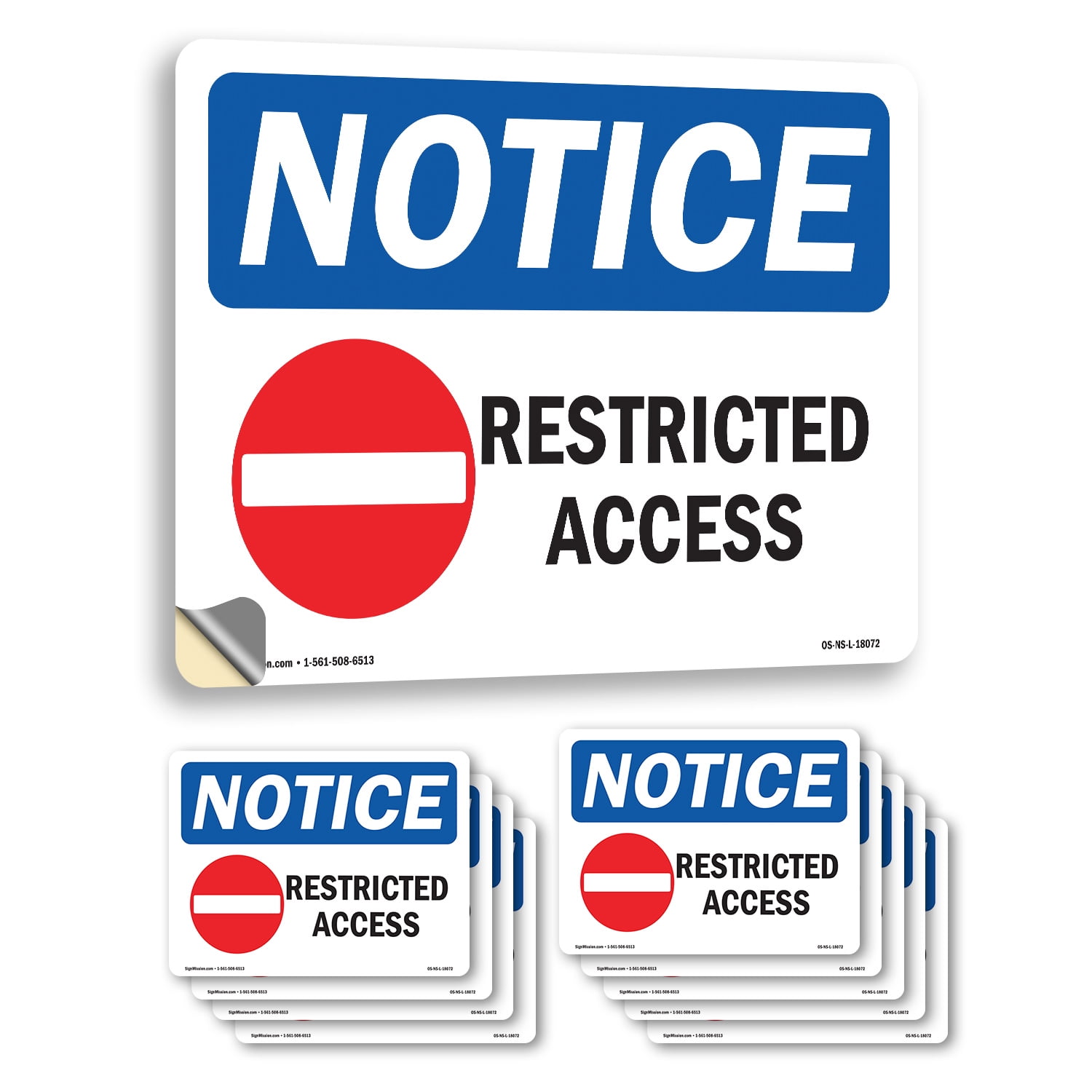 Restricted Access With Symbol OSHA Notice Vinyl Decal Label 7 Inch x 5 ...