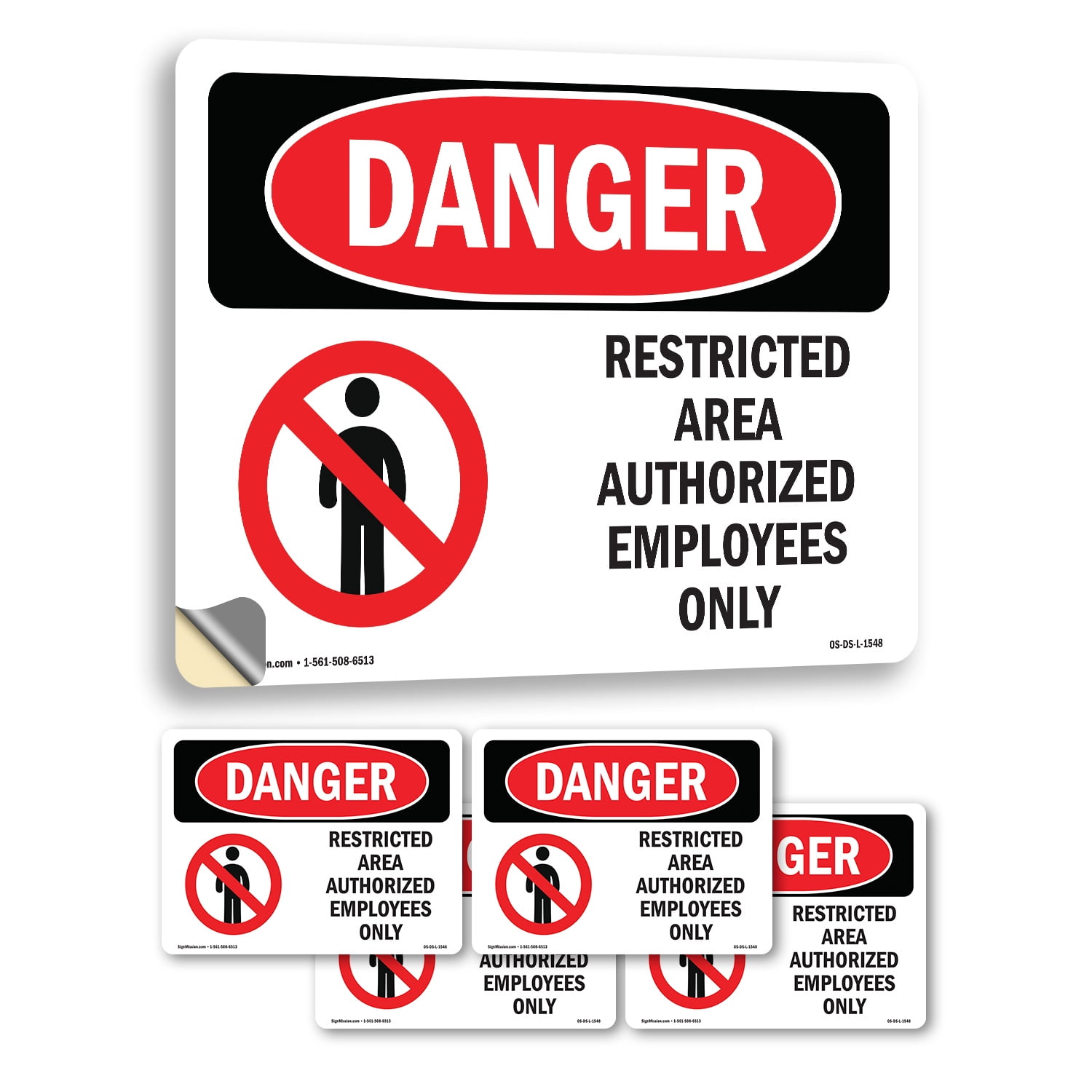 Restricted Area Authorized Employees Only OSHA Danger Vinyl Decal Label ...
