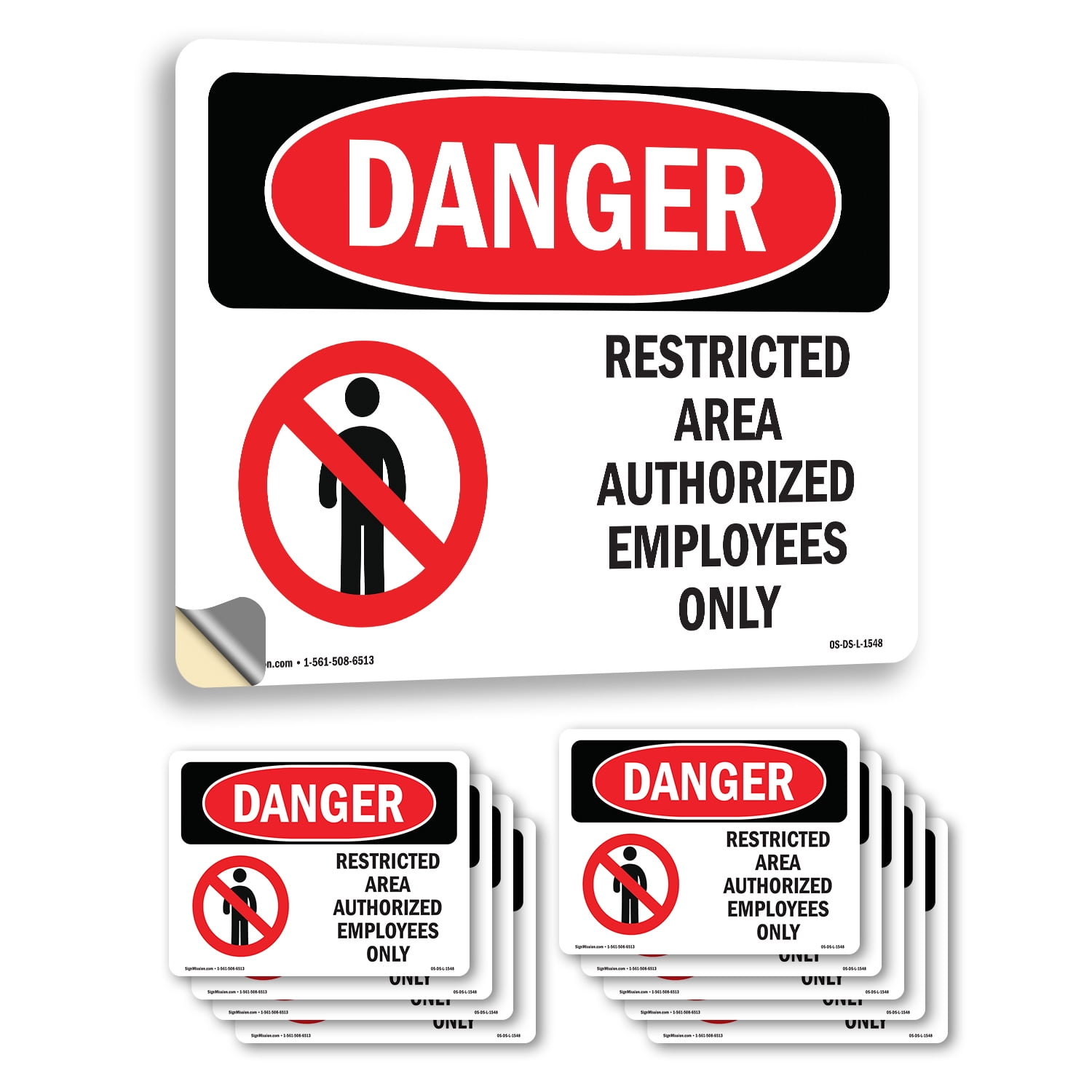 Restricted Area Authorized Employees Only OSHA Danger Vinyl Decal Label ...