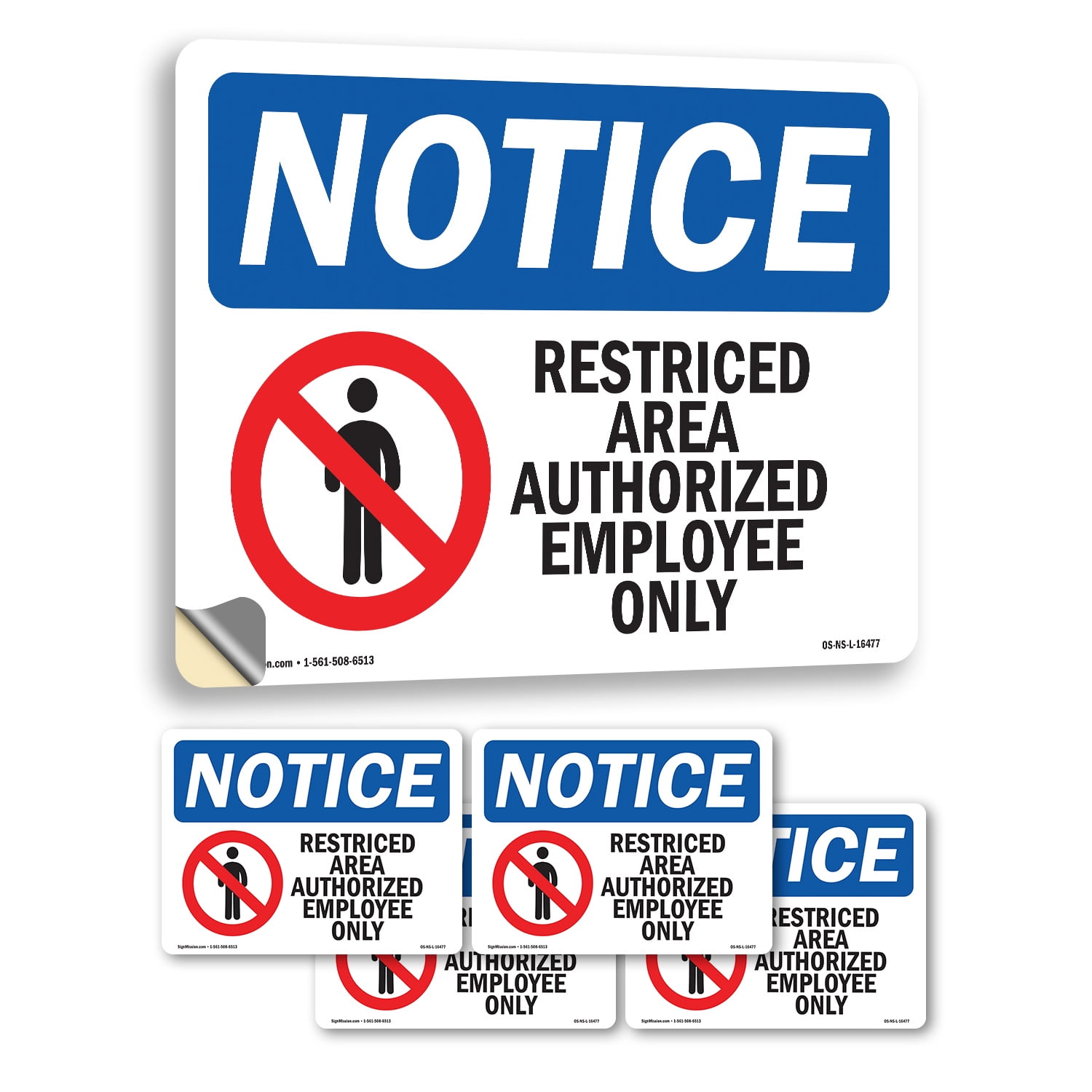 Restricted Area Authorized Employees Only OSHA Notice Vinyl Decal Label ...
