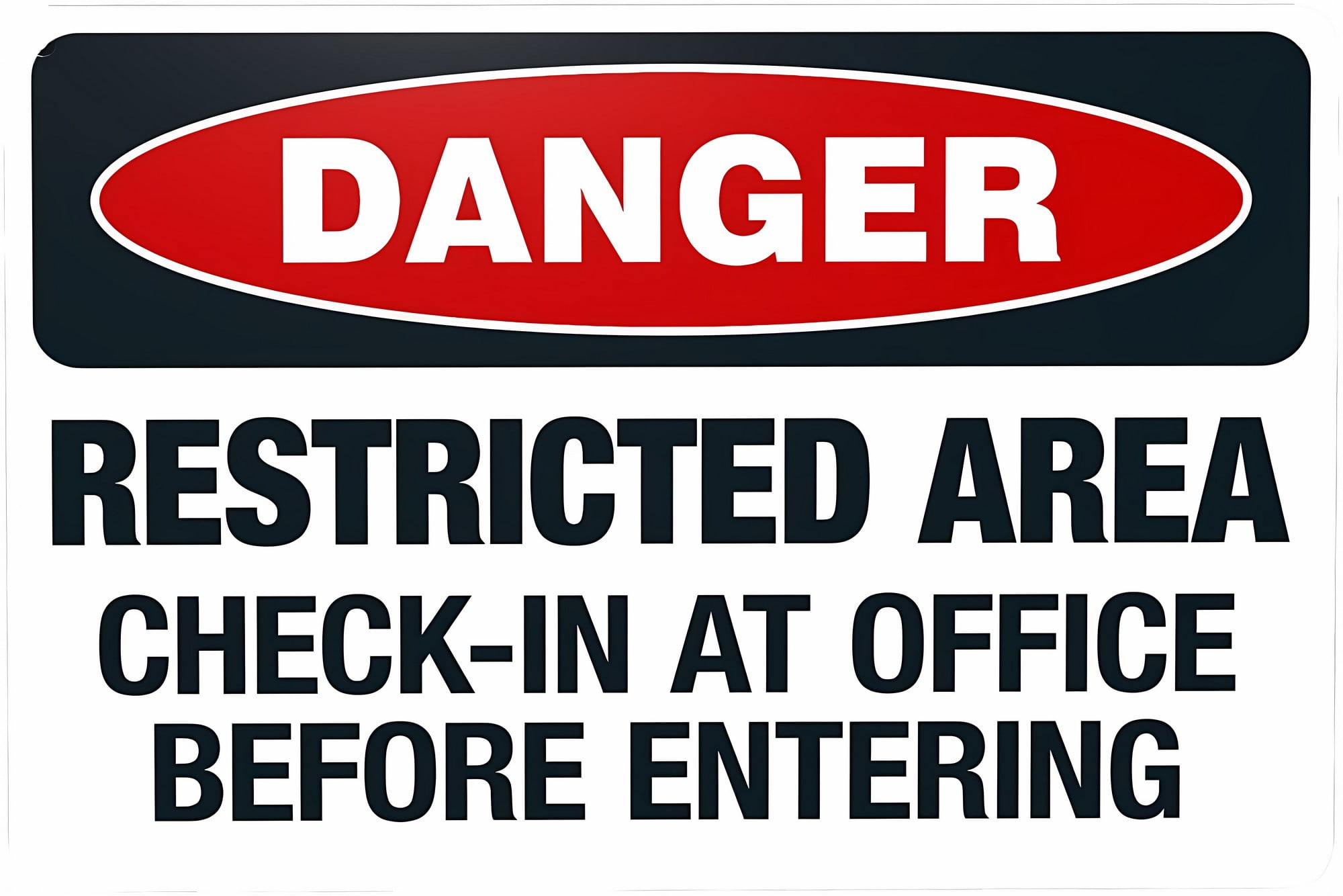 Restricted Area CheckIn At Office Before Entering Warning Sign - 8"x12 ...