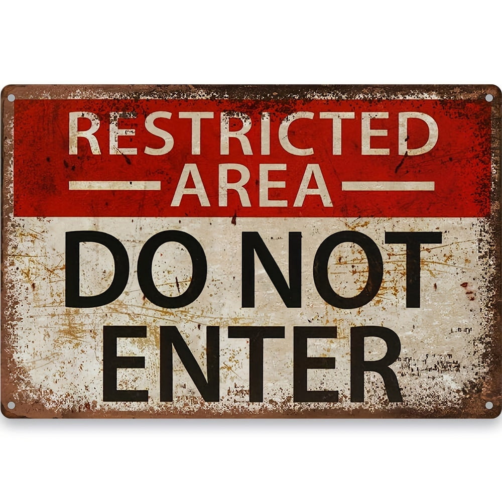 Restricted Area Metal Sign Do Not Enter Wall Art Metal Tin Sign Warning ...