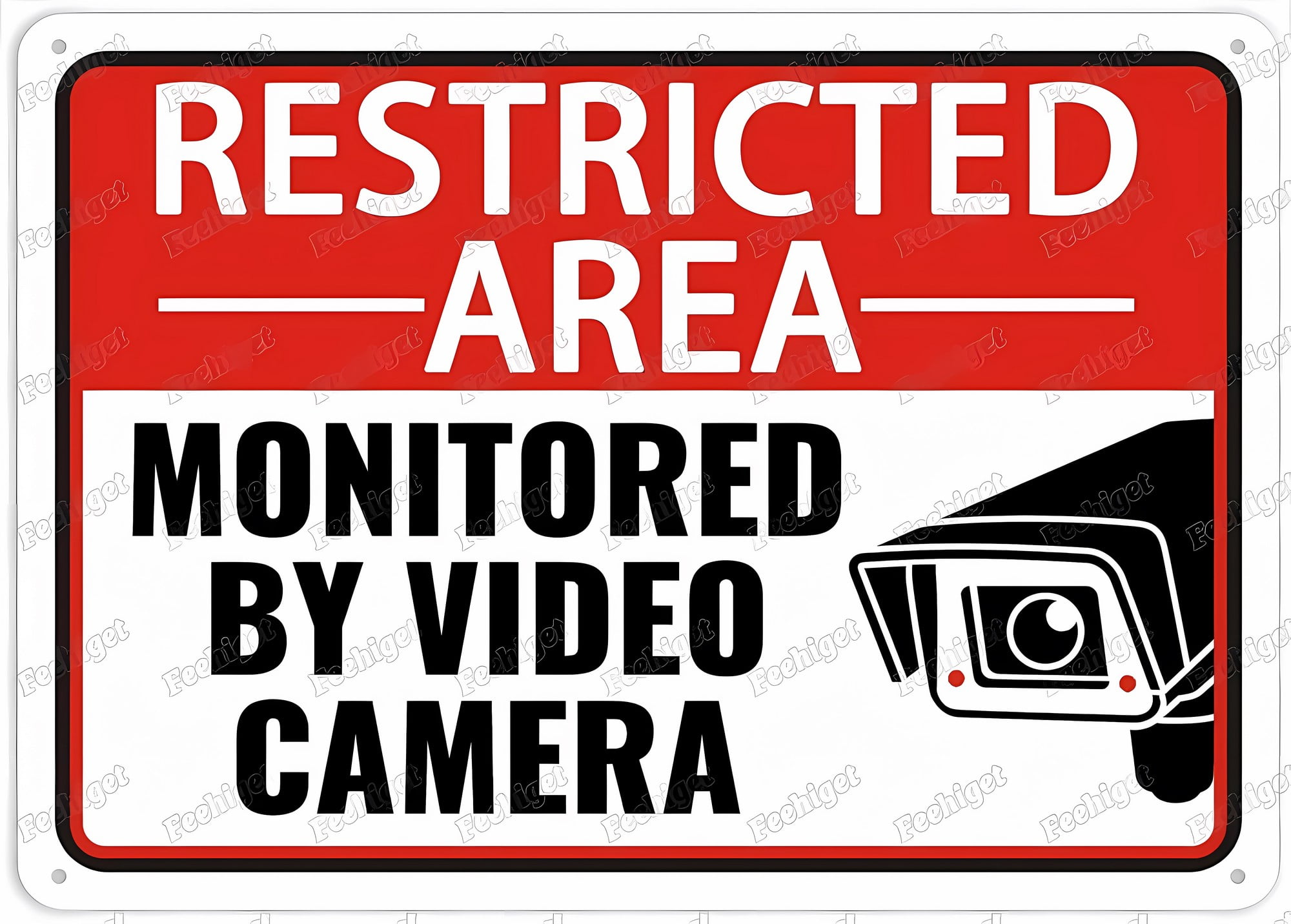 Restricted Area Monitored By Video Camera Retro Aluminum Sign - 12×8 ...