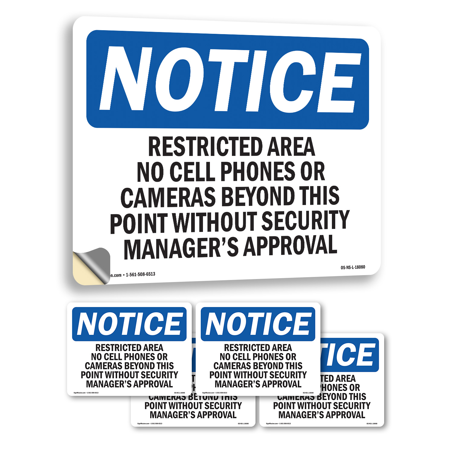 Restricted Area No Cell Phones Or Cameras OSHA Notice Vinyl Decal Label ...