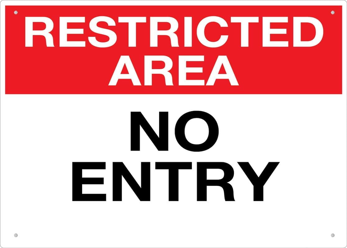 Restricted Area No Entry Wall Sign 12 X 8 Inch Metal Sign Rustproof ...