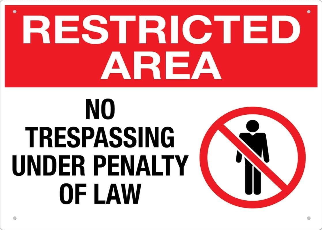Restricted Area No Trespassing Under Penalty Of Law Wall Sign Signs ...