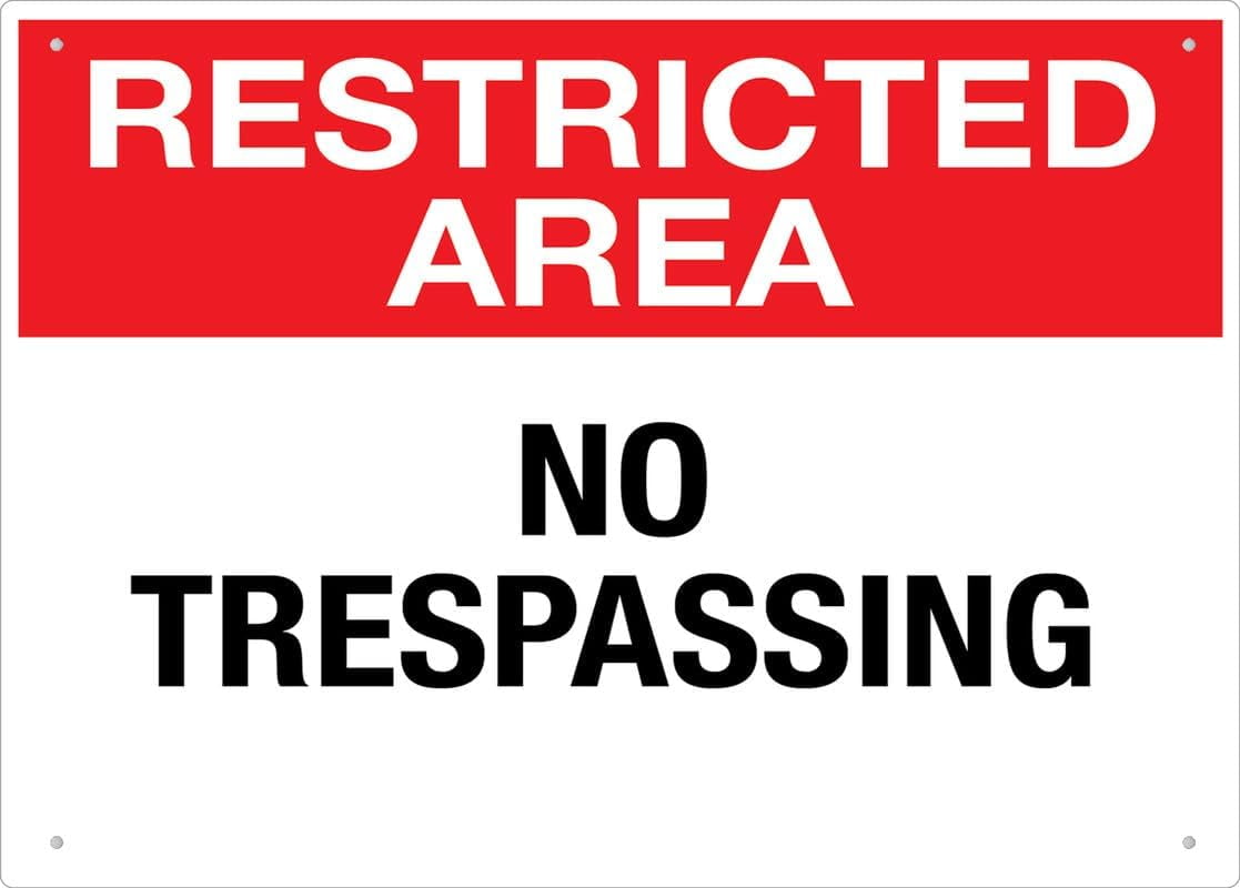 Restricted Area No Trespassing Wall Sign 8 X 12 Inches Rust Free ...