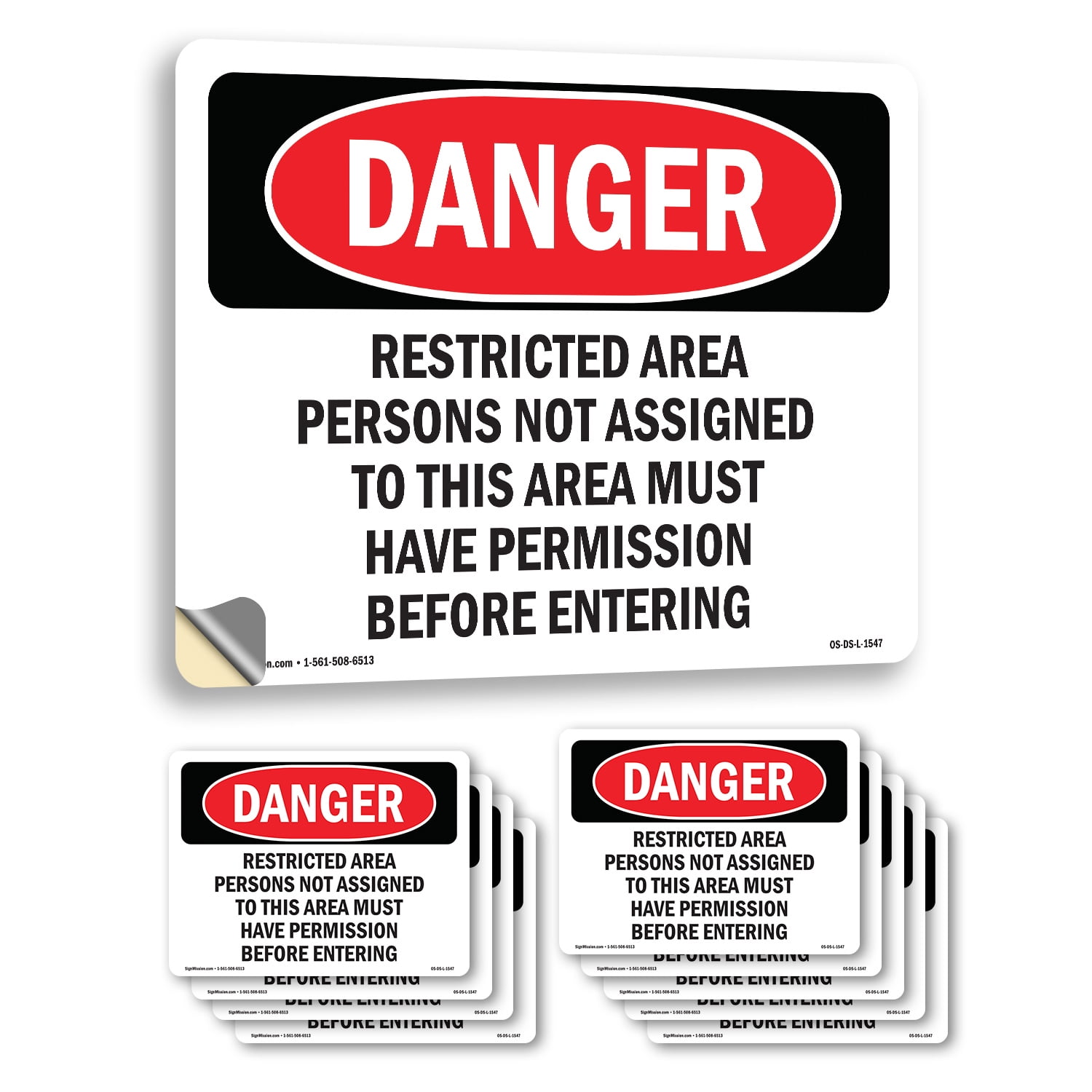 Restricted Area Persons Not Assigned OSHA Danger Vinyl Decal Label 10 ...