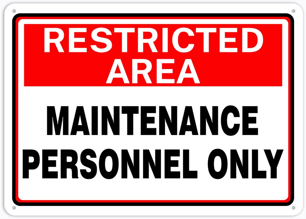 Restricted Area Safety Sign Maintenance Personnel Only Sign 12 X 8 ...