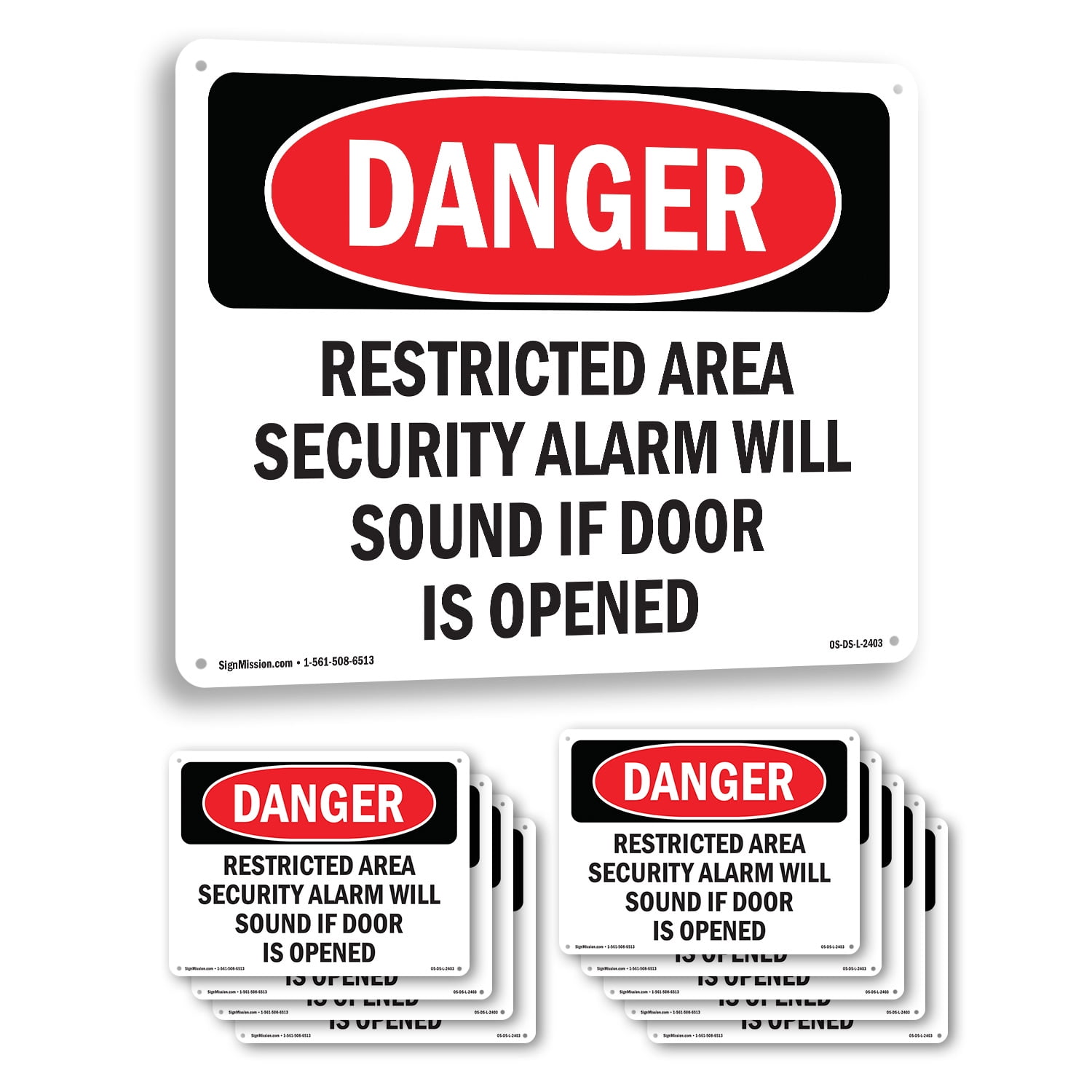 Restricted Area Security Alarm Will Sound OSHA Danger Aluminum Sign 24 ...