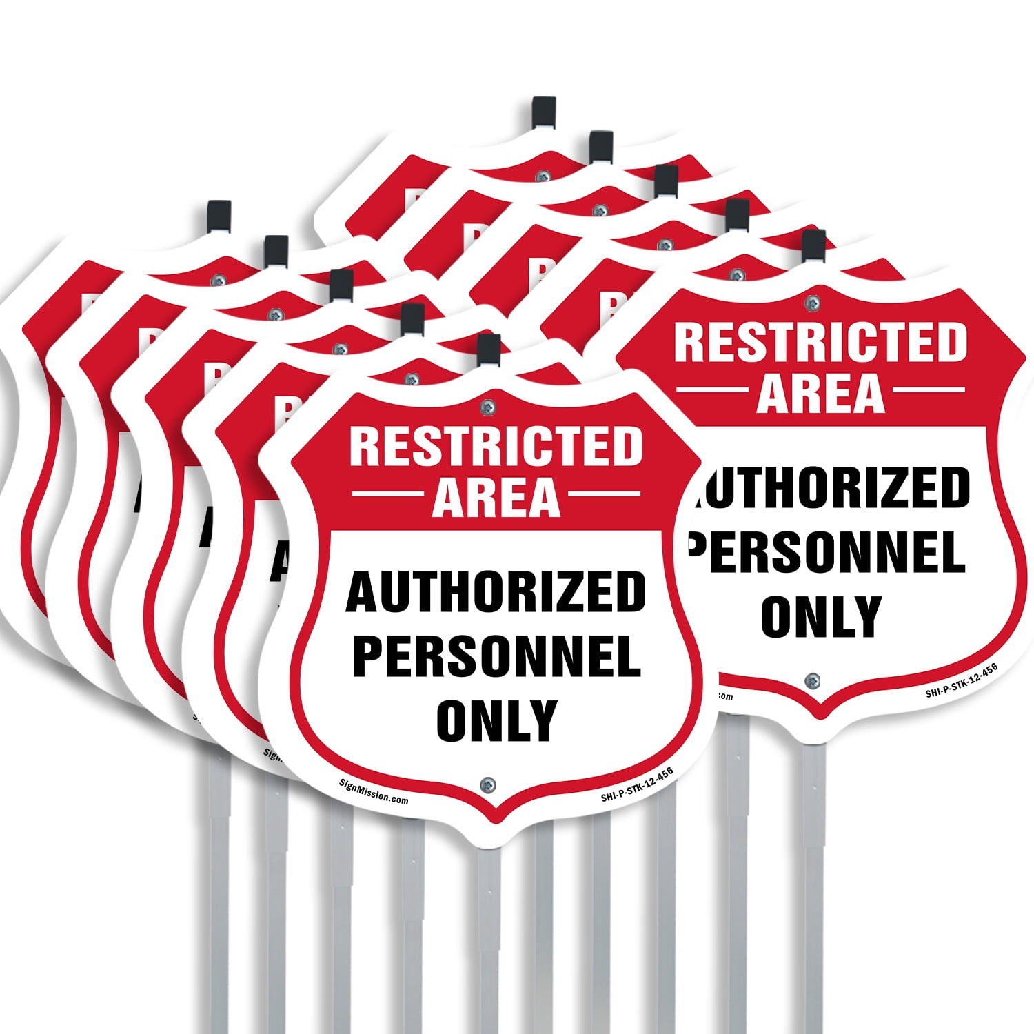 Restricted Area Shield Sign Authorized Personnel Only (10 Pack) 12 inch ...