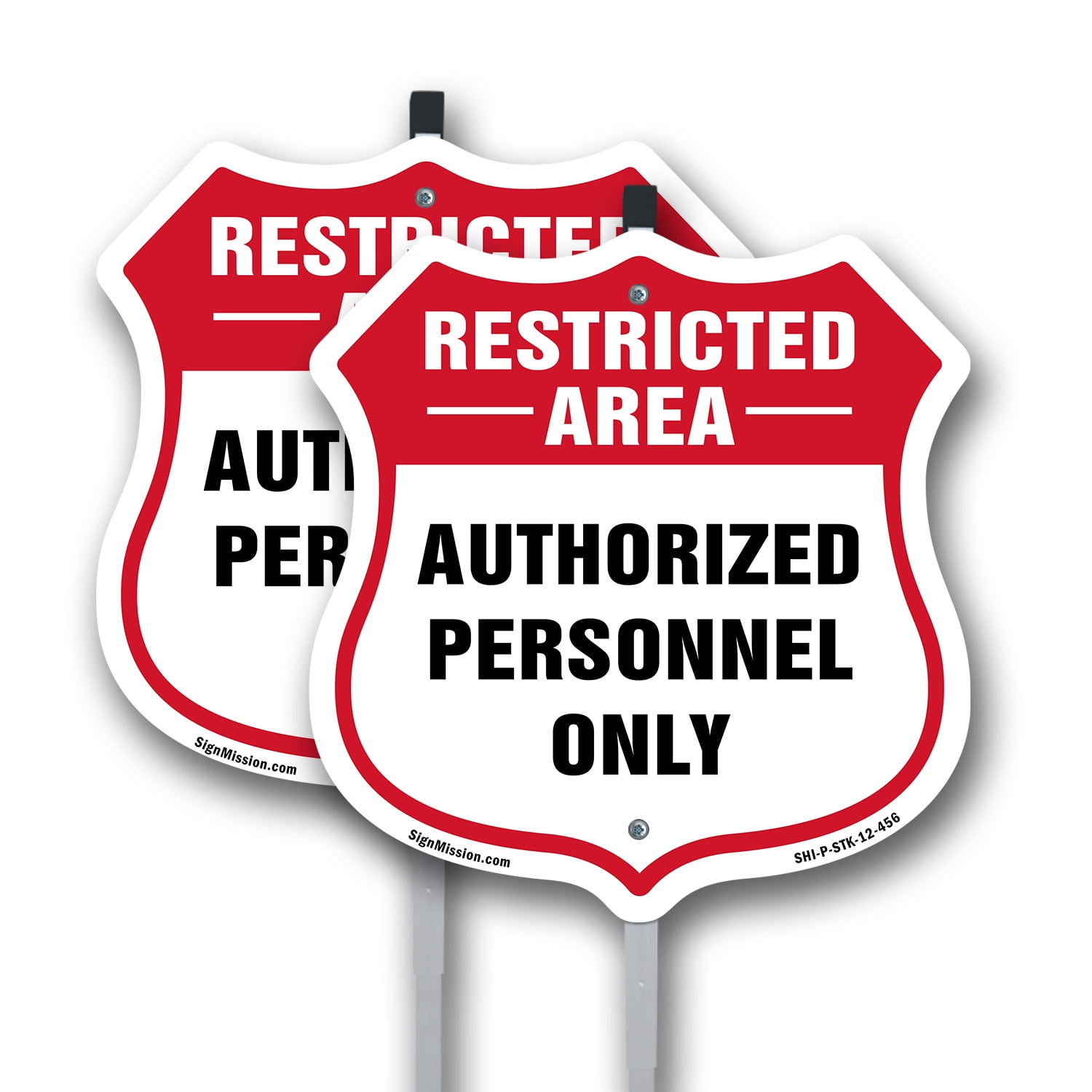 Restricted Area Shield Sign Authorized Personnel Only (2 Pack) 12 inch ...