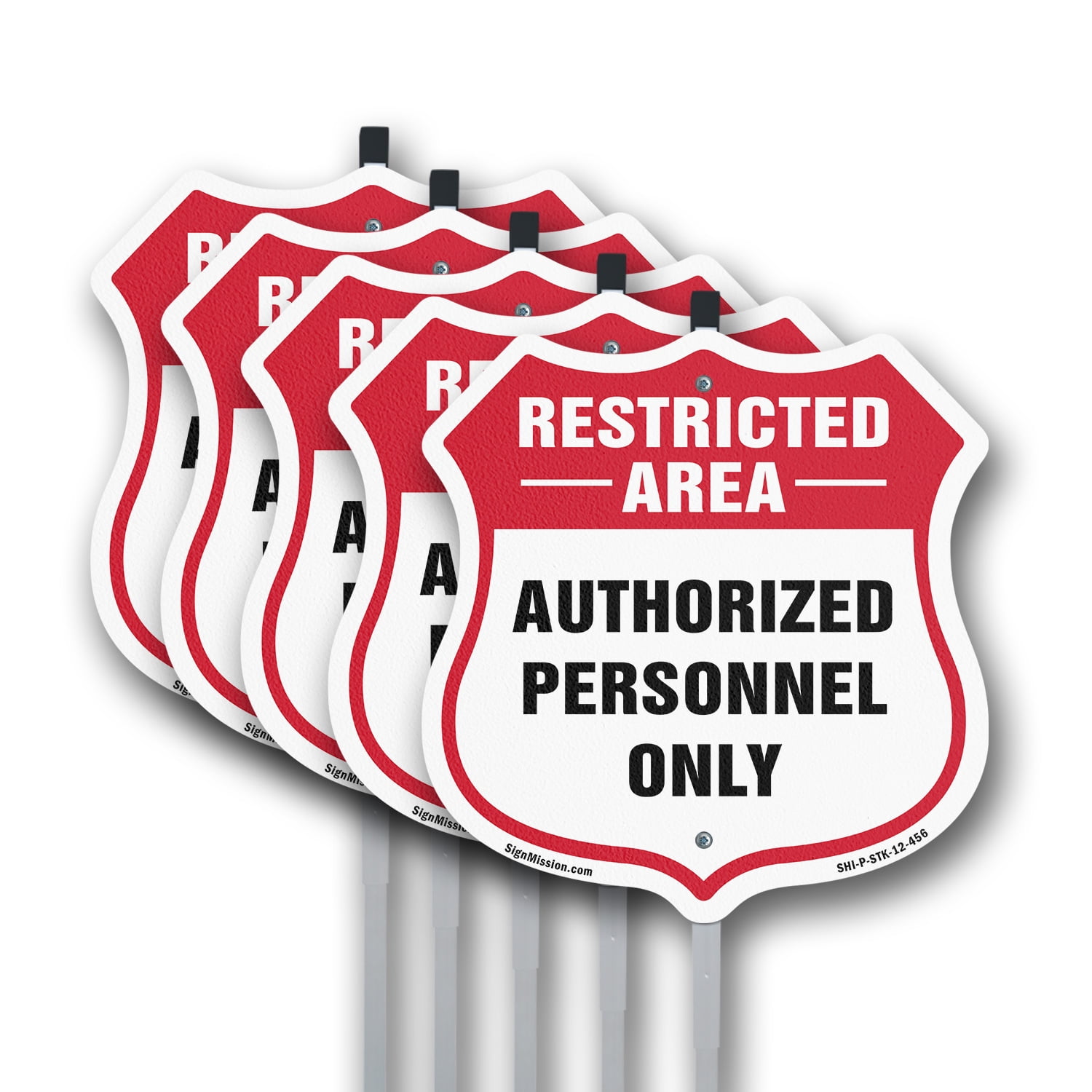 Restricted Area Shield Sign Authorized Personnel Only (5 Pack) 12 inch ...